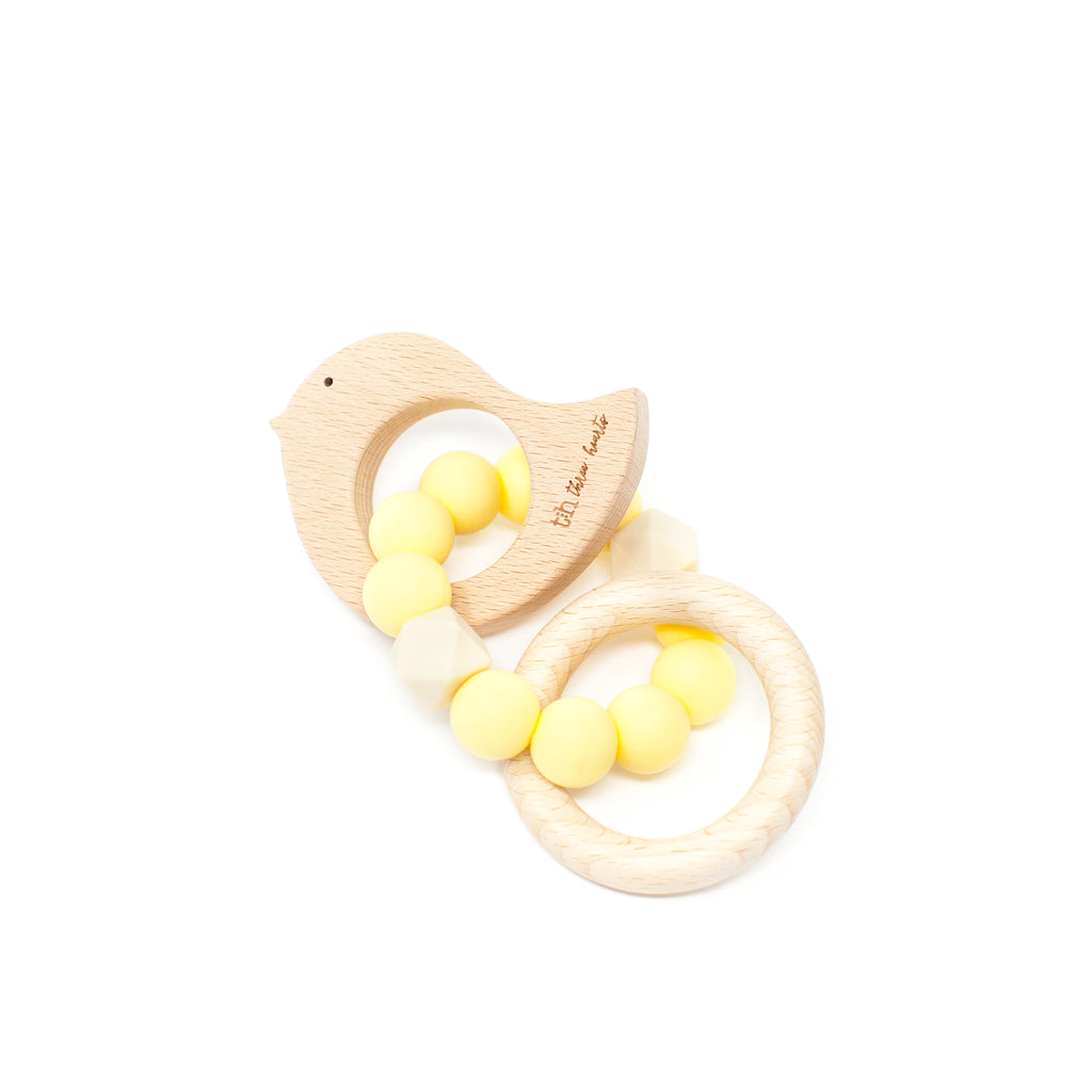 Dove Rattle - BPA Free Silicone & Beech Wood – Three Hearts Modern ...